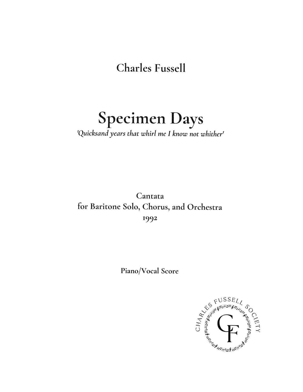 Charles Fussell Score Available | Moravian Music Foundation